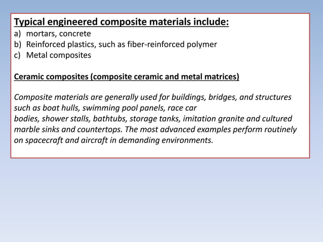 Chemical Engineering Materials - Degradation of polymers. Composite ...