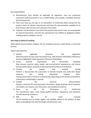 CE Marking Mandatory Requirements, Responsibilities, Compliance Process ...