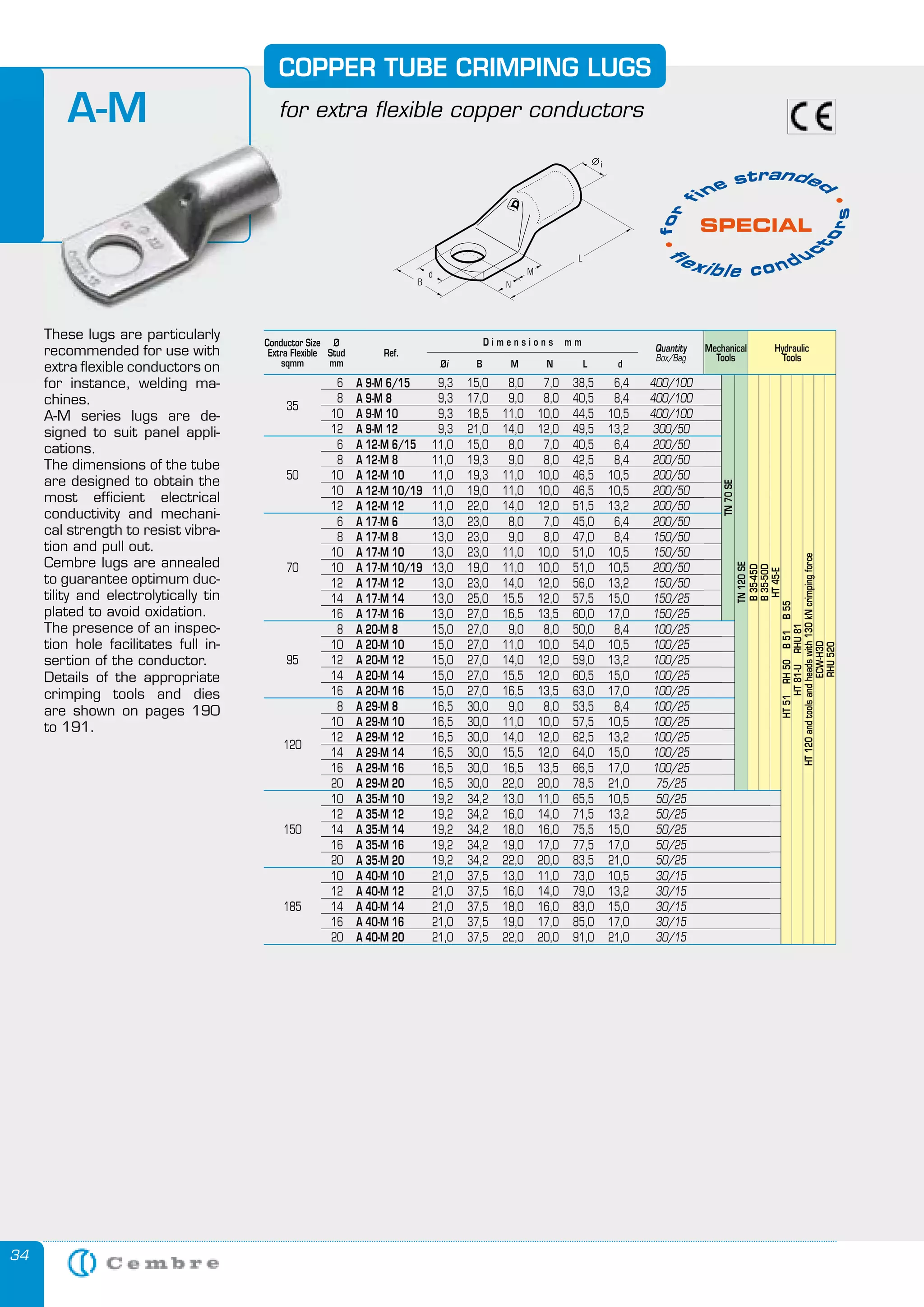 Cembre - Cable Crimps, Connectors, Splices, Glands & Tools | PDF