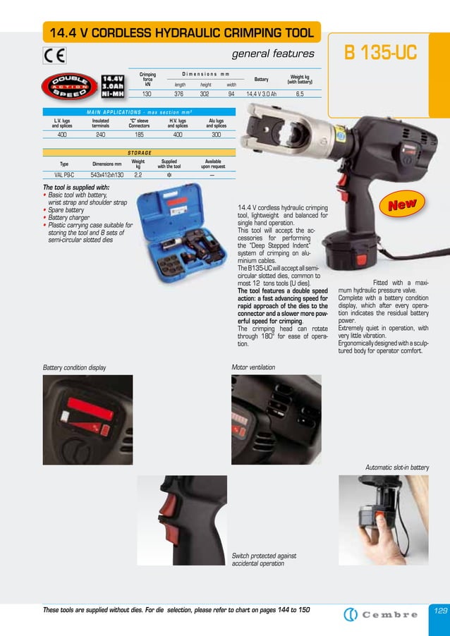 Cembre B135-UC Battery Powered Crimping Tools | PDF