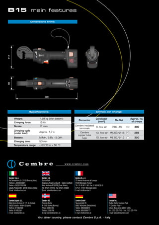 Cembre B15 Battery Powered Crimping Tools | PDF