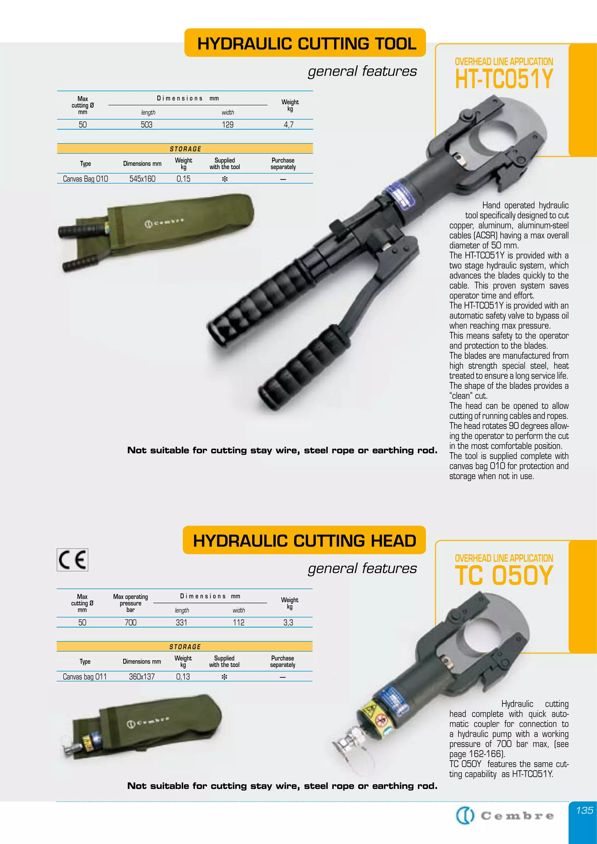 Cembre Hydraulic Cable Cutters and Cable Cutting Tools | PDF