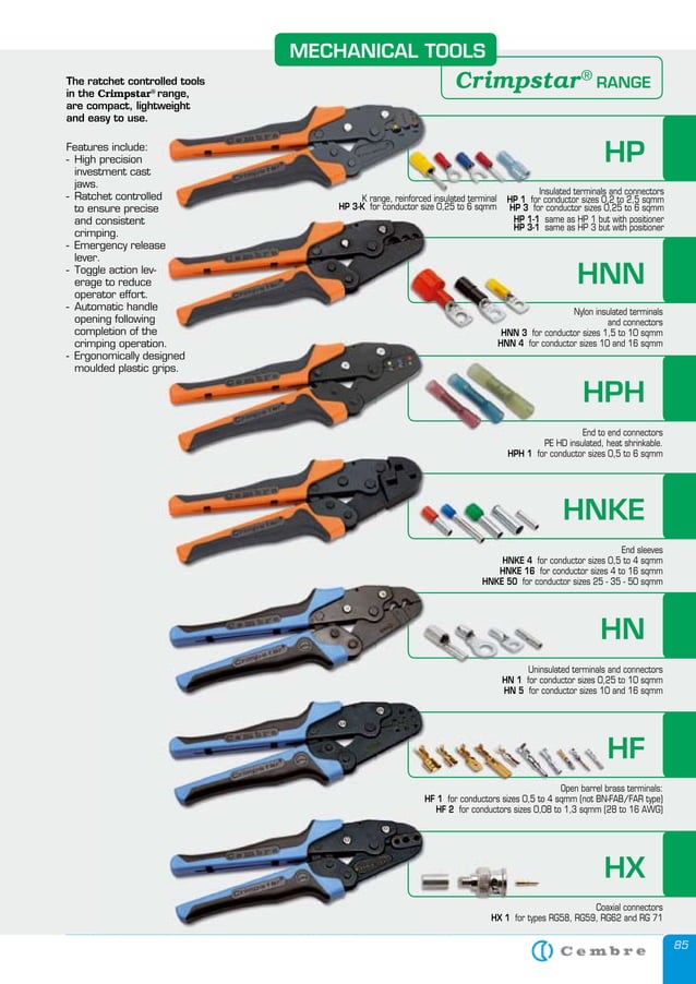 Cembre Crimping Tool, Ratchet Type 0.2-2.5sqmm - Cembre Crimpstar HP1 | PDF