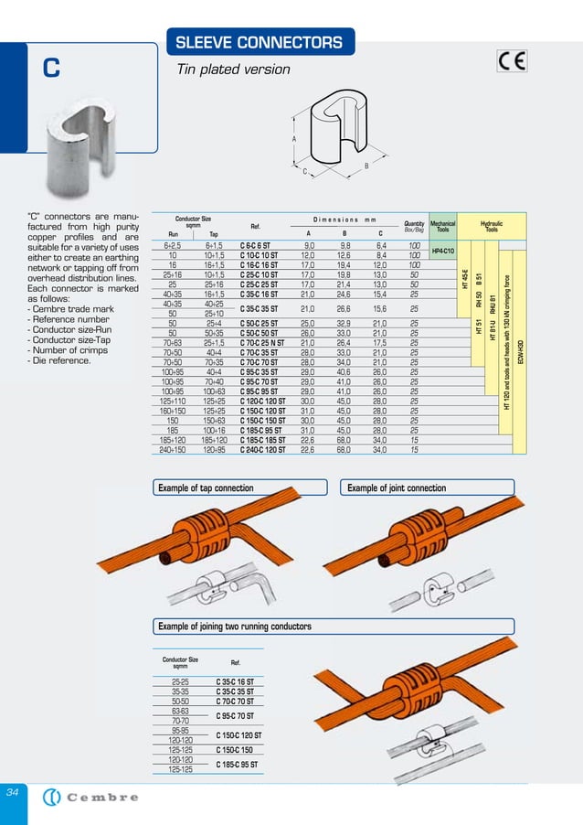 Cembre C Tap Copper Connectors & Crimps - Tin Plated | PDF