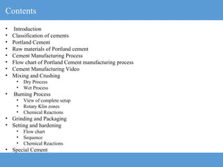 Manufacture of cement - Classification and hydration | PPT