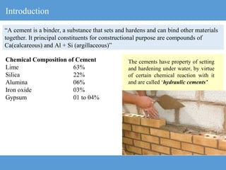Manufacture of cement - Classification and hydration | PPT