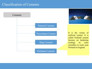 Manufacture of cement - Classification and hydration | PPT | Chemistry ...
