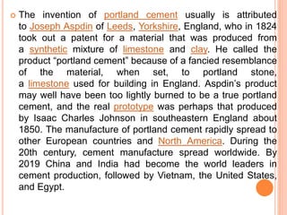 Cement, Cement manufacturing, Types of cement | PPTX