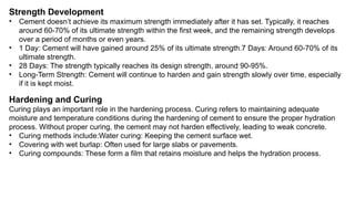 Presentation on curing and hardening mechanism of cement | PPTX
