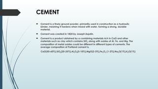 CEMENT.pptx cement and their types , its | PPTX