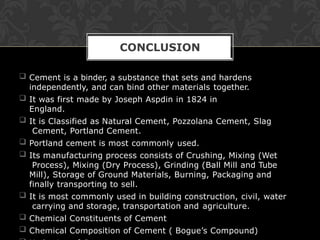 Introduction of Cement Manufacturing Process | PPTX