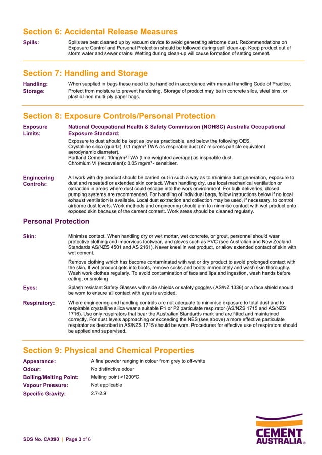 Cement Lime Blends - Safety Data Sheet | PDF