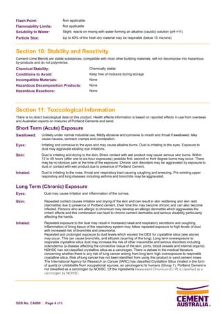 Cement Lime Blends - Safety Data Sheet | PDF
