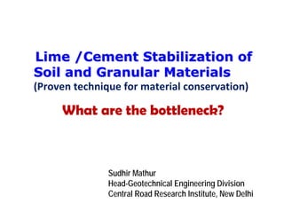 cement lime stabilization IS A GOOD PRACTICE | PDF