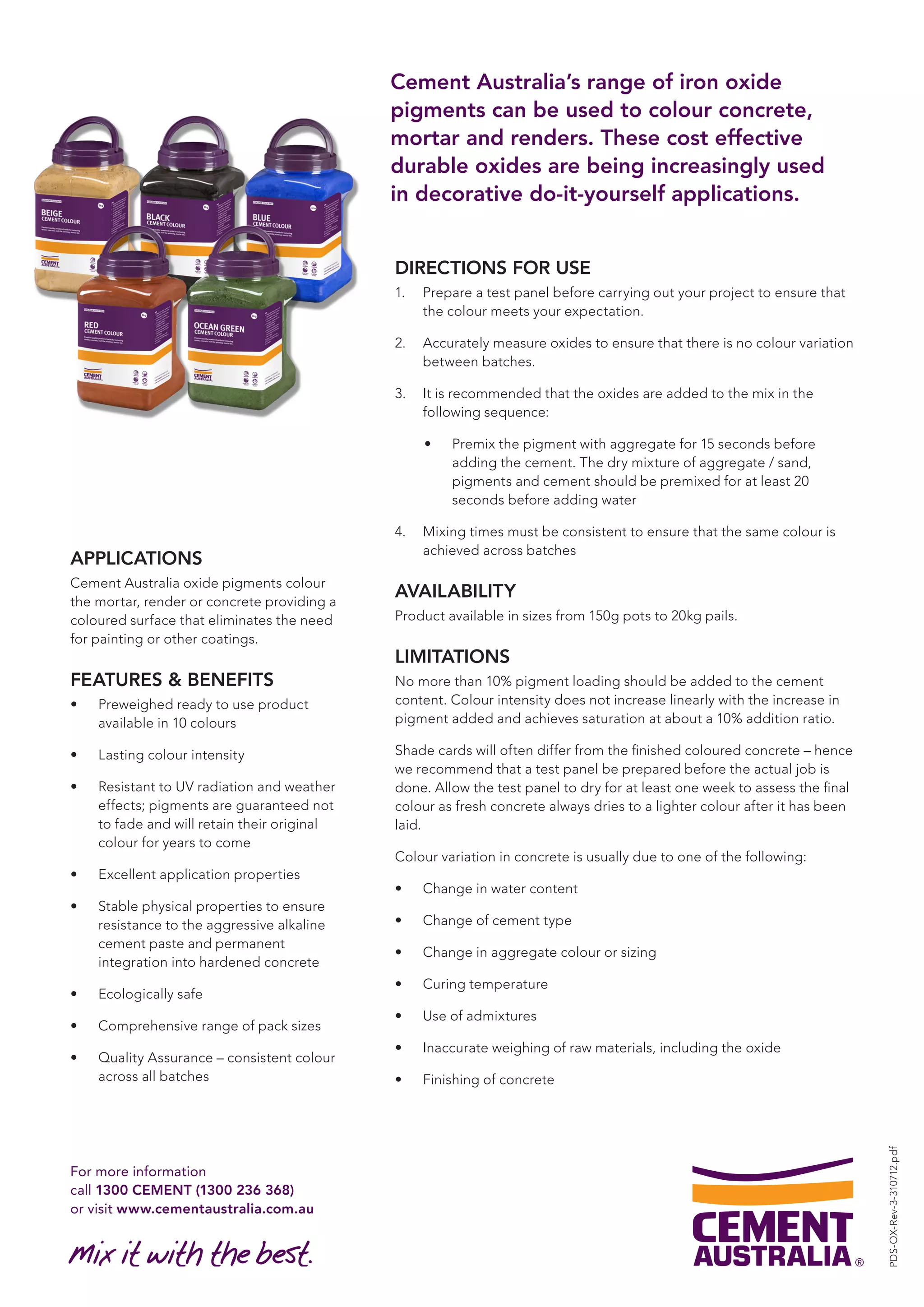 Cement Australia oxide pigments | PDF