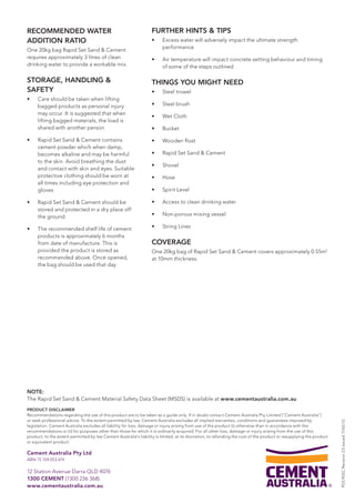 Cement Australia rapid set sand & cement | PDF