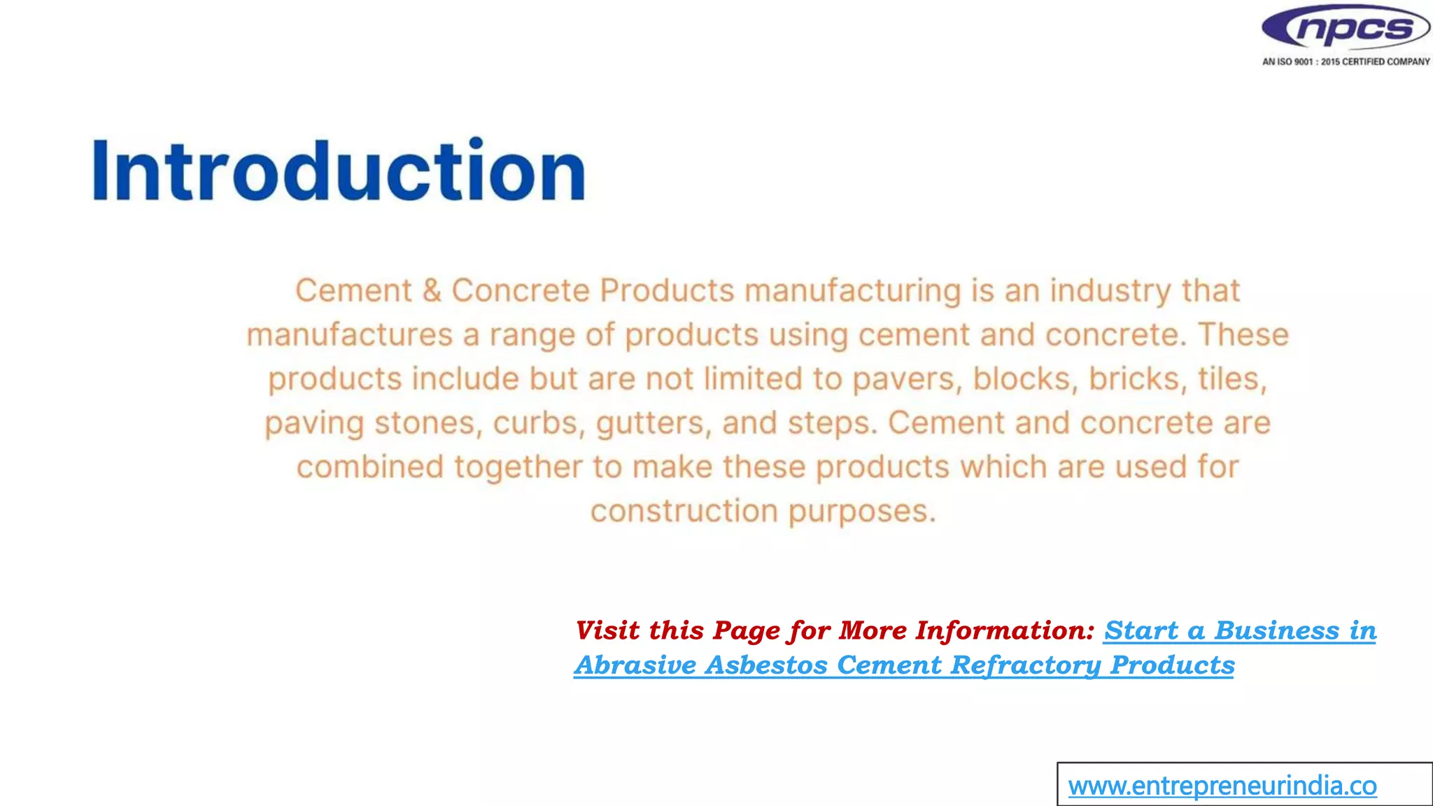 The Complete Book on Cement & Concrete Products Manufacturing | PPTX