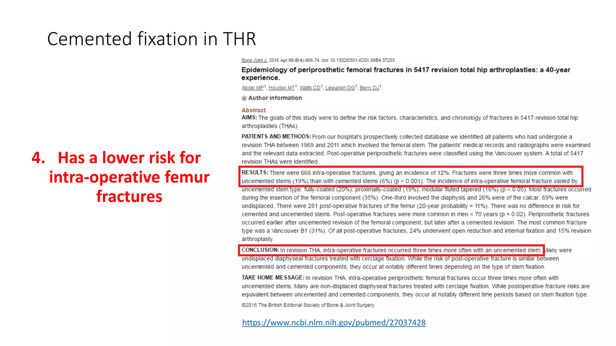 Cemented versus uncemented fixation in total hip replacement | PPTX