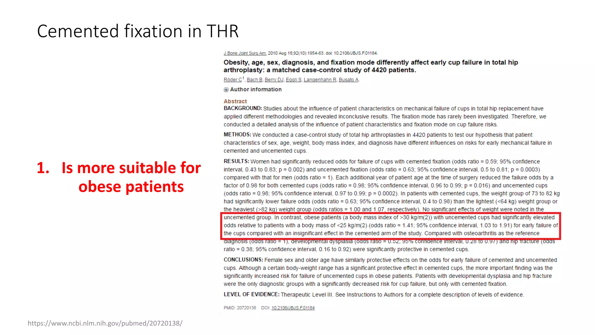Cemented versus uncemented fixation in total hip replacement | PPTX