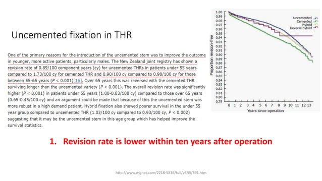 Cemented versus uncemented fixation in total hip replacement | PPTX ...
