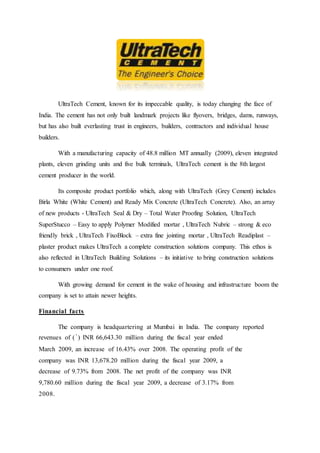 Cement industry ultra tech cement | DOCX