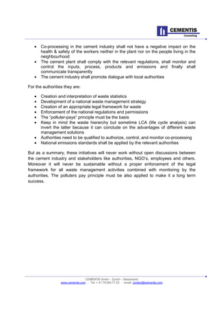 Cementis co-processing-of-waste-in-the-cement-industry | PDF
