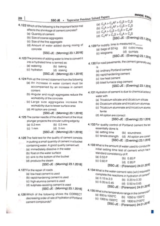 Cement & Lime_SSC JE_MCQ_SOLVED_2007-2018 | PDF