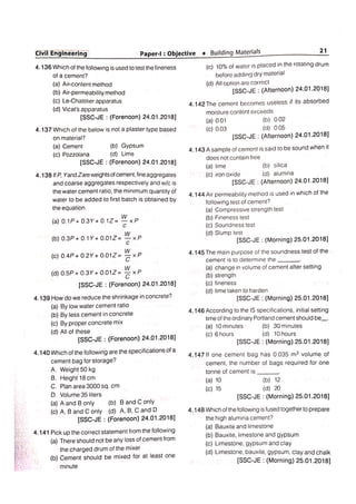 Cement & Lime_SSC JE_MCQ_SOLVED_2007-2018 | PDF