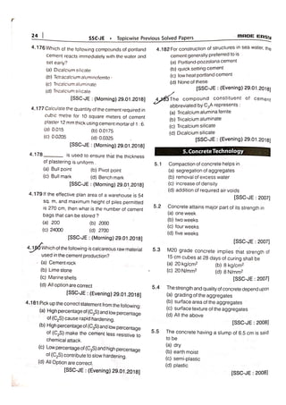 Cement & Lime_SSC JE_MCQ_SOLVED_2007-2018 | PDF