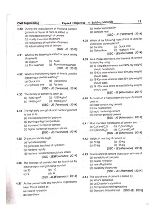 Cement & Lime_SSC JE_MCQ_SOLVED_2007-2018 | PDF