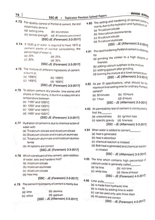Cement & Lime_SSC JE_MCQ_SOLVED_2007-2018 | PDF