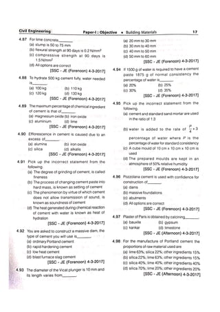 Cement & Lime_SSC JE_MCQ_SOLVED_2007-2018 | PDF