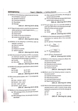 Cement & Lime_SSC JE_MCQ_SOLVED_2007-2018 | PDF