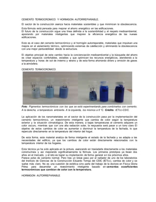 Cemento termocromico y hormigon autorreparable | DOCX