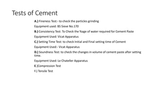 Cement properties and types | PPTX