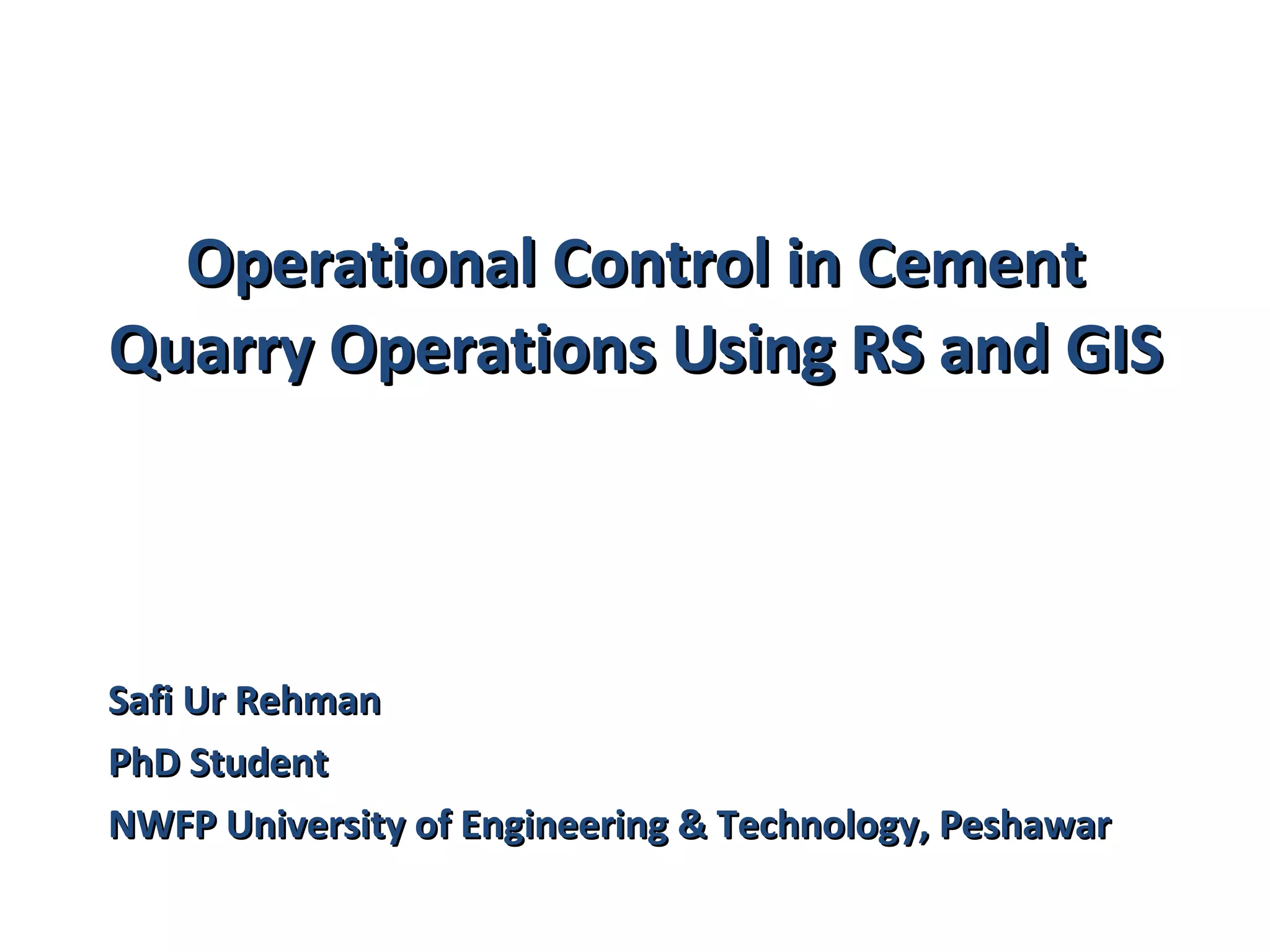 Cement Quarry Operations Operations 97 2003 Format | PPT