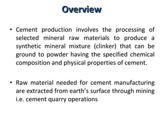 Cement Quarry Operations Operations 97 2003 Format | PPT