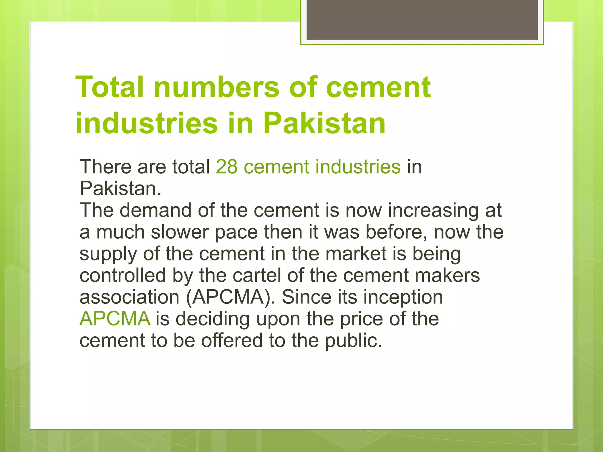 Cement sector of pakistan | PPTX