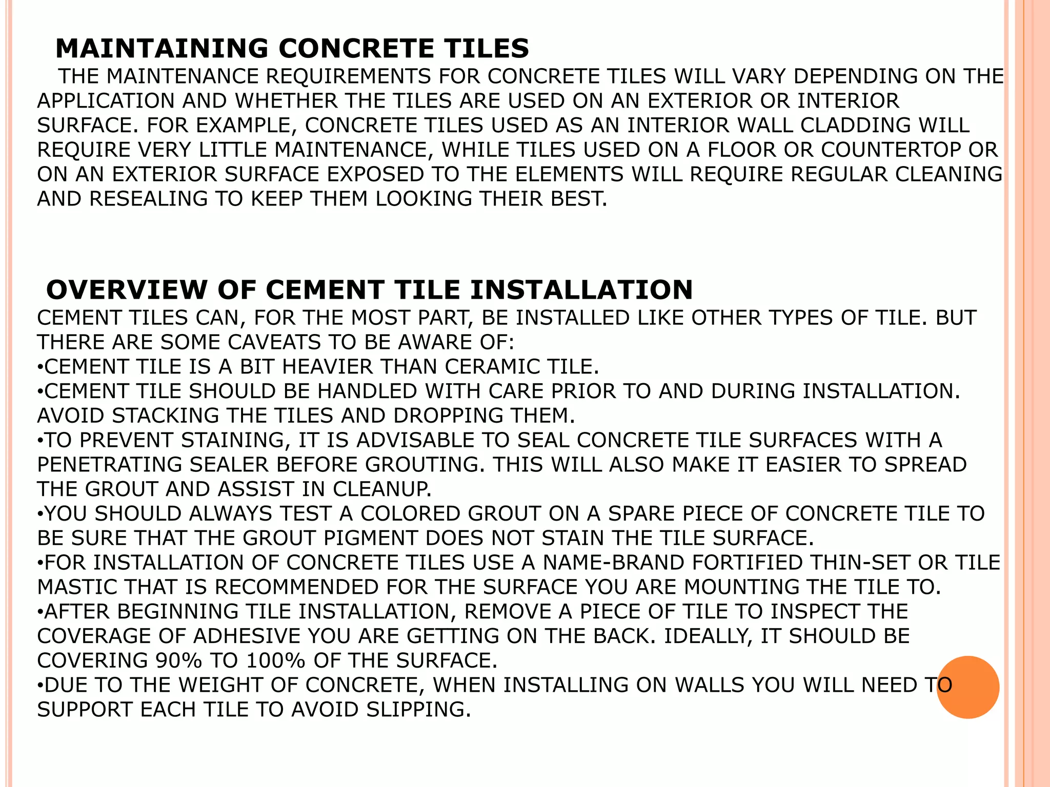 Cement tiles as cladding material | PPTX