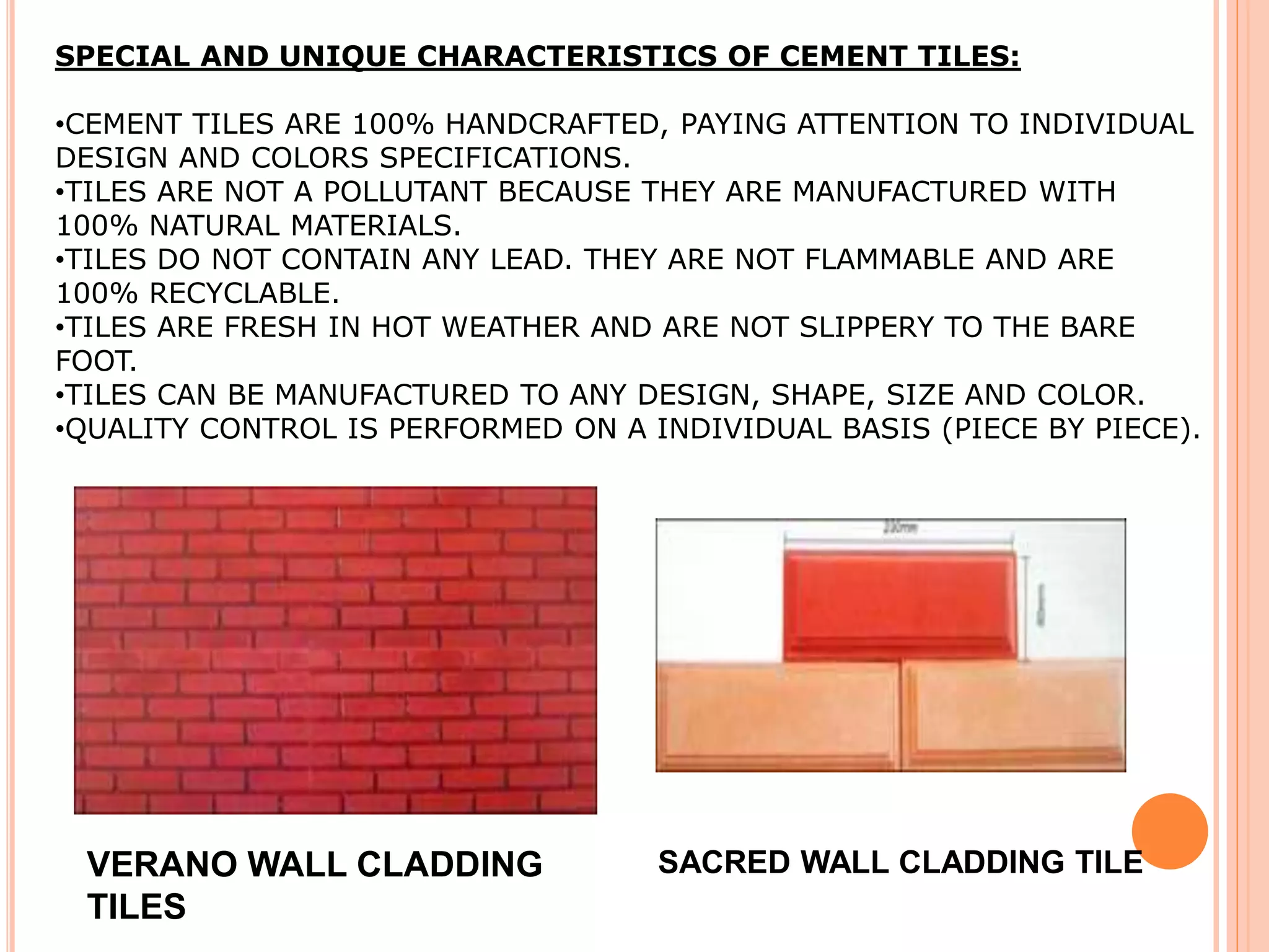 Cement tiles as cladding material | PPTX