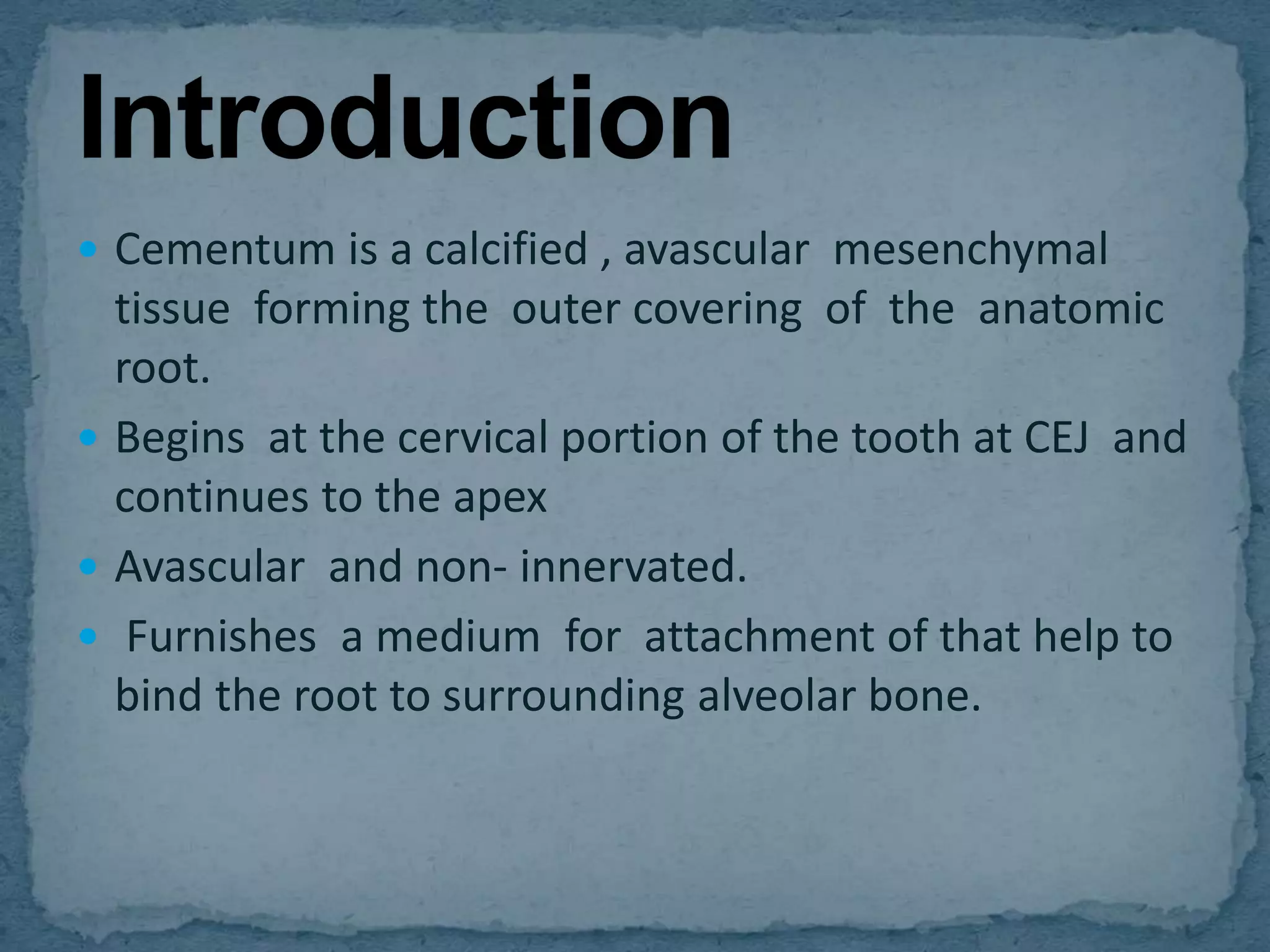 Cementum | PPTX | Dental Health | Diseases and Conditions