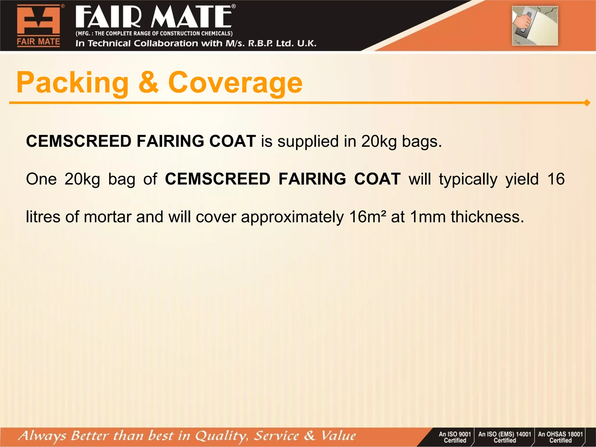 Cemscreed fairing coat | PPT