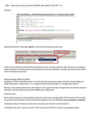 Cenadep.org - Tutorial Penomoran Transaksi Otomatis Dengan Delphi Dan MySQL | PDF