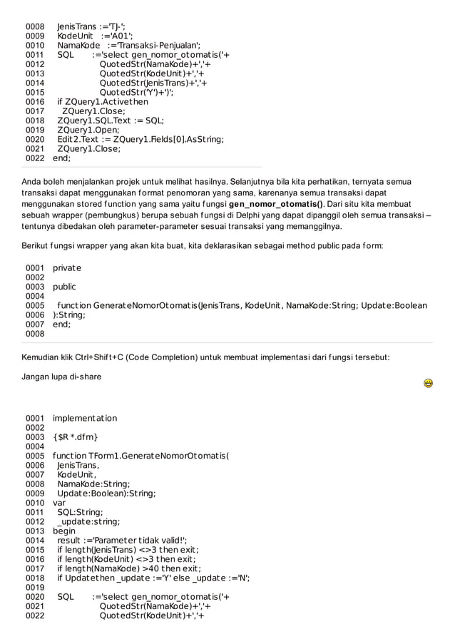 Cenadep.org - Tutorial Penomoran Transaksi Otomatis Dengan Delphi Dan MySQL | PDF