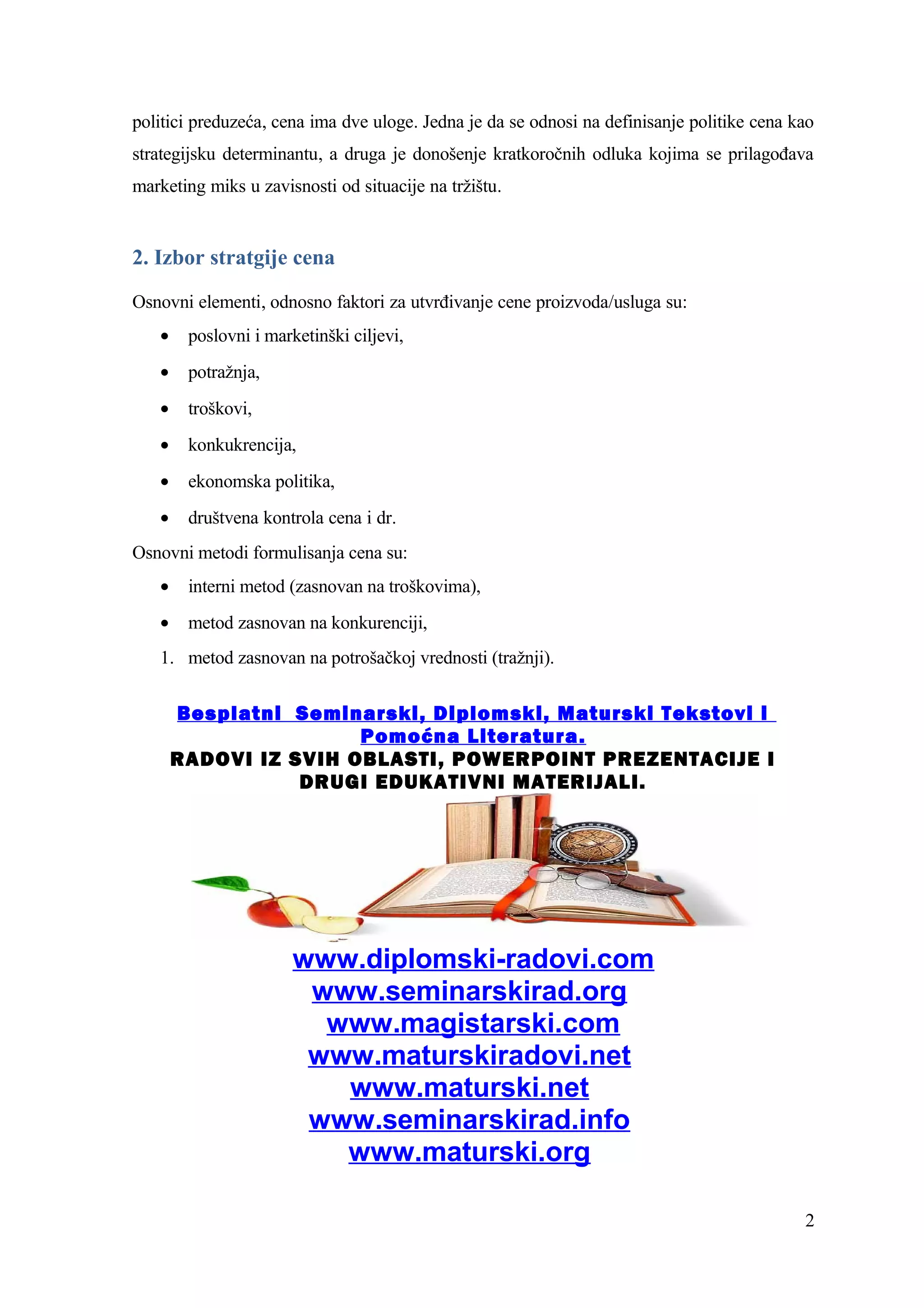 Cena kao element marketing miksa | DOC