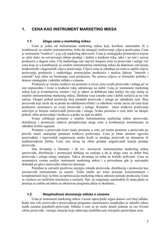 Cena kao instrument marketing mixa | DOC