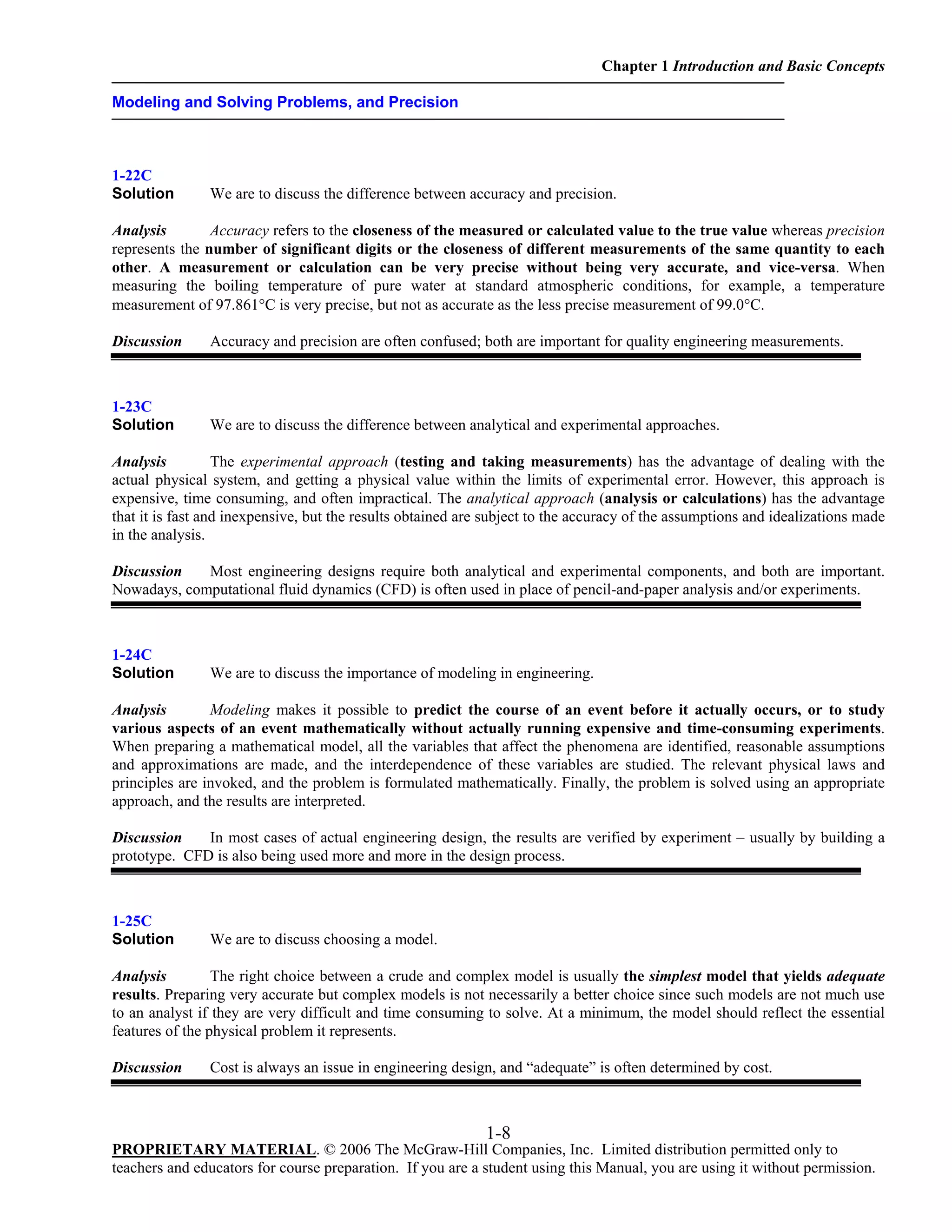 Cengel cimbala solutions_chap01 | PDF