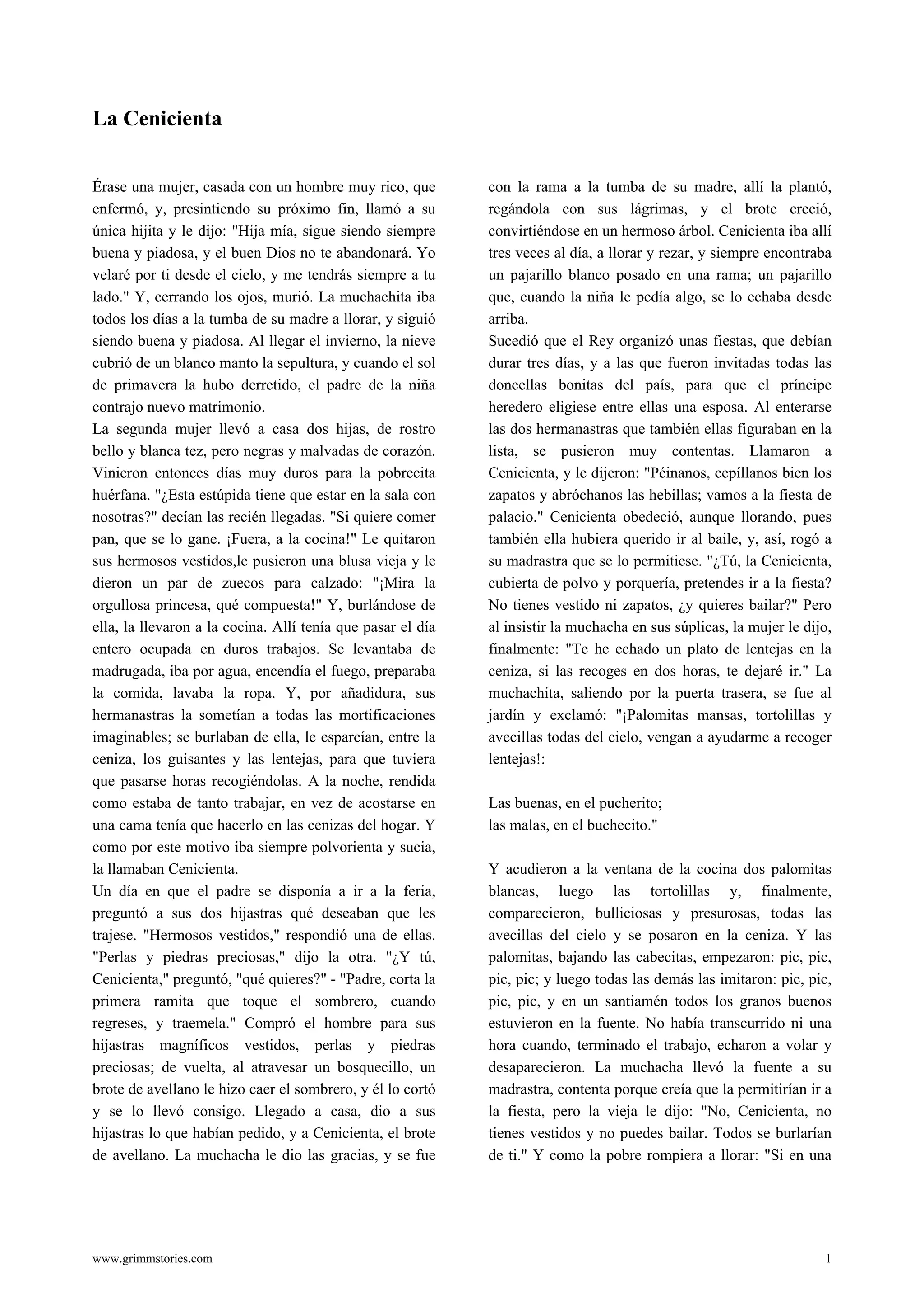 Cenicienta grimm | PDF