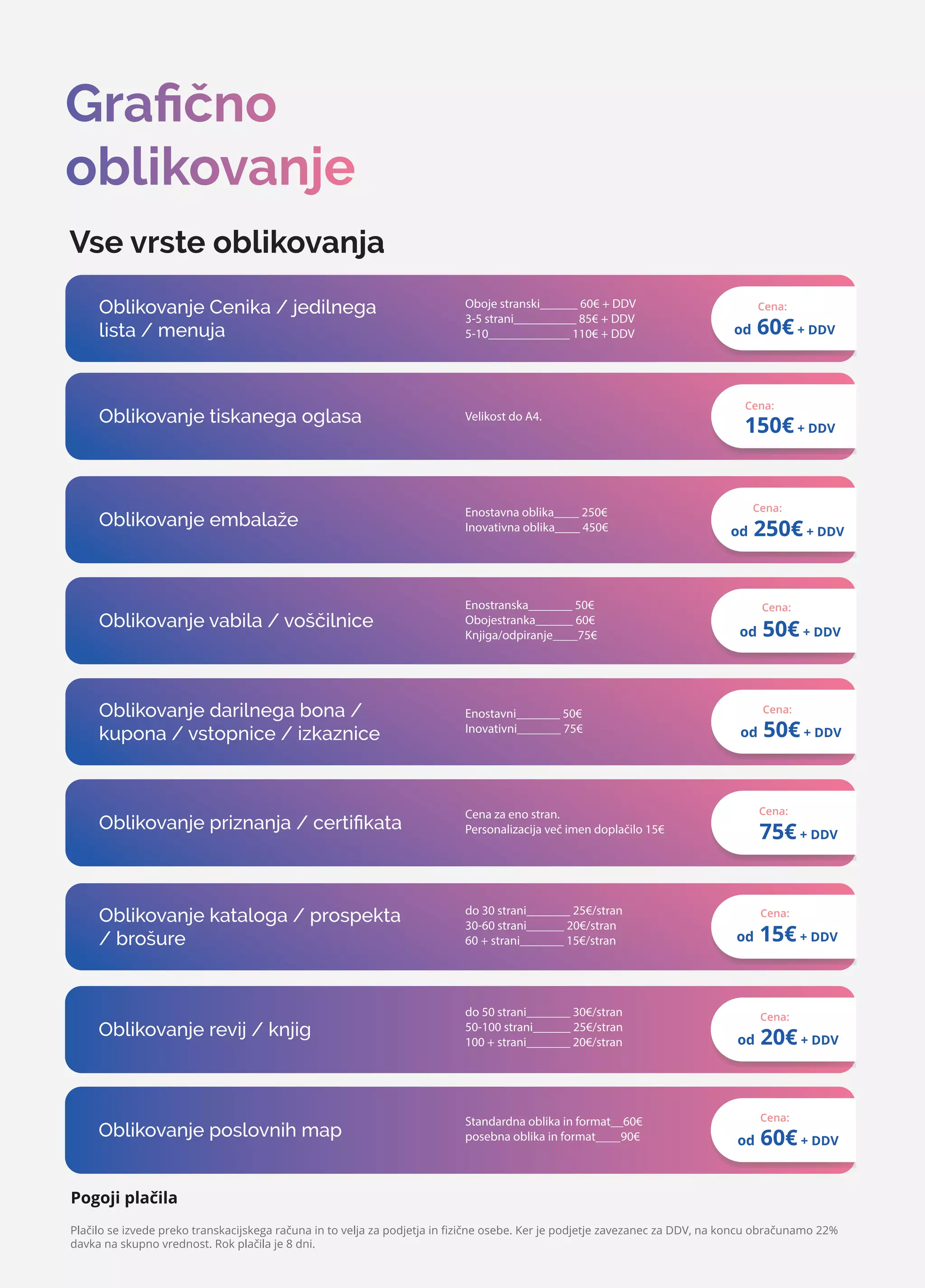 Cenik grafično oblikovanje 2020 | PDF