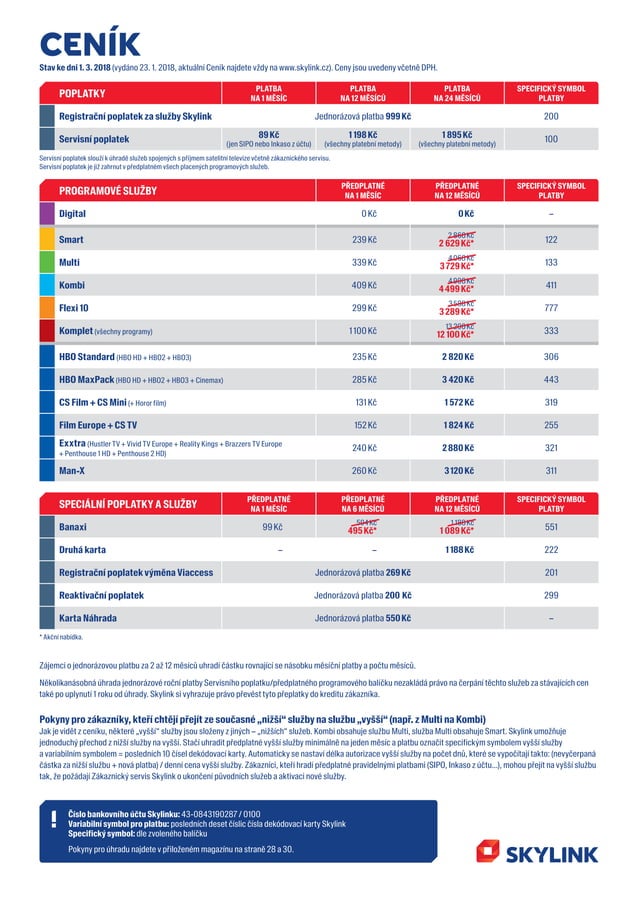Ceník Skylink | PDF